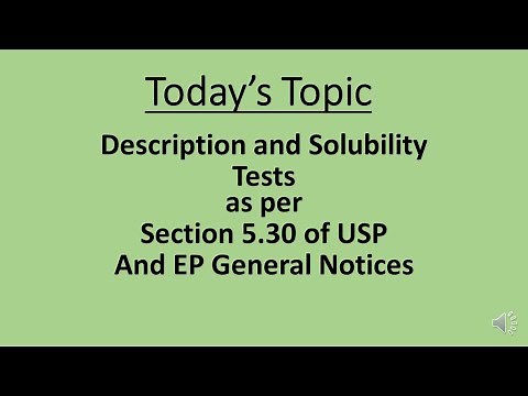 Description and Solubility Tests as per USP EP