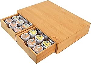 HTB K Cup Holder Compatible with K Cups,Coffee Pod Holder Holds Up 30 Cups,K Cup Organizer Storage Drawer