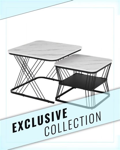 Artiss Nesting Coffee Table Set of 2 Marble Effect
