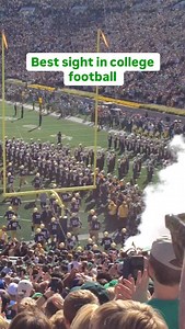 Gives me chills every time. there’s nothing like seeing those gold helmets run out of the tunnel for the first time. It’s absolutely magical. The first time I saw it was in 1989. When was your first time? #goirish #notredamefootball #goldenhelmets #ndfootball #fightingirish #firstgame #und | Mike Wright Brady