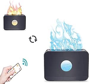 Flame Light Humidifier for Bedroom - Colorful Super Quiet Essential oil Mist Air Humidifier with Remote Control for Home Office Bedroom (Black)