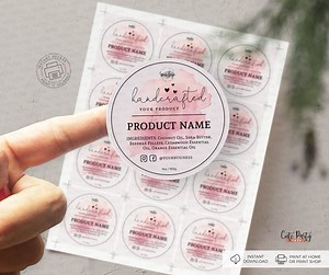 Watercolor Round Product Label Template: Pink Gold Jar Stickers (INSTANT DOWNLOAD) - Etsy