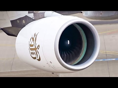STUNNING | CLOSE-UP Engine Startup and HEAVY Emirates Airbus A380 Takeoff from Dusseldorf Airport!