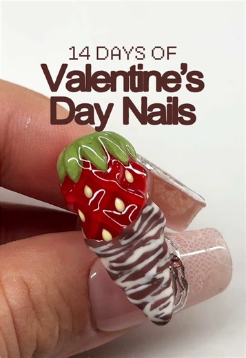 3D Chocolate Covered Strawberry Nail Tutorial