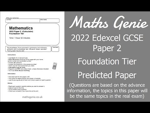 Edexcel 2022 GCSE Maths Paper 2 Foundation Predicted Paper