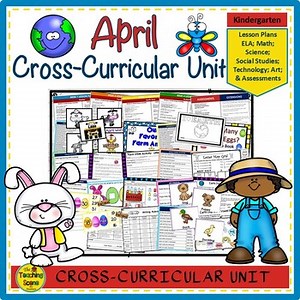 Kindergarten April Cross-Curricular Unit With Assessments & Worksheets