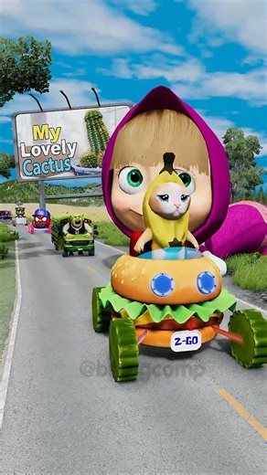 Weird Funny Cars vs Scary Masha in BeamNG.drive