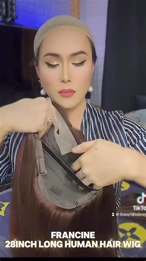 Francine 28inch long brown color human hair wig 4x4 cap condstruction made of real human hair #francinewig #alagangfrancine #legitAndTrustedOnlineSeller #lacewig #wigs #francinehairextension #humanhairwigs #longhairgoals | Francine's hair extension online shop