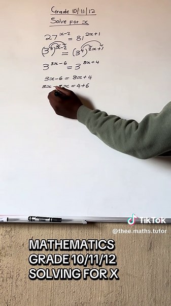 Grade 10/11/12 Solving for X using laws of exponents. #mathematics #algebra #grade12 #grade10 #grade11 #exponents #fyp