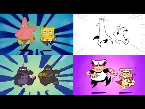 spongebob and Patrick running (meme compilatión)