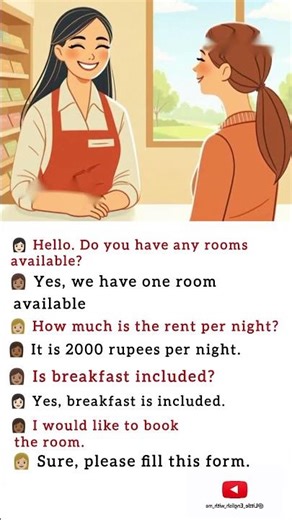 Receptionist and Guest Conversation in English 🏨