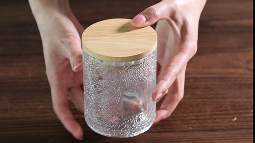 12 Pack, 10 OZ Embossed Glass Candle Jars with Airtight Bamboo Lids and Sticky Labels, Empty Textured Vintage Candle Jars for Making Candles, Kitchen Bathroom Small Objects Container - Dishwash Safe