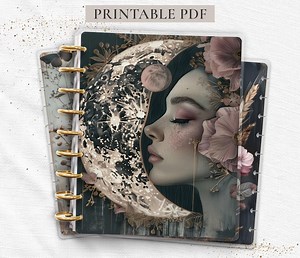 Celestial Moon Goddess Discbound Planner Cover Set Printable PDF for Happy Planner TUL Erin Condren 7x9 A4 US Letter Instant Download - Etsy