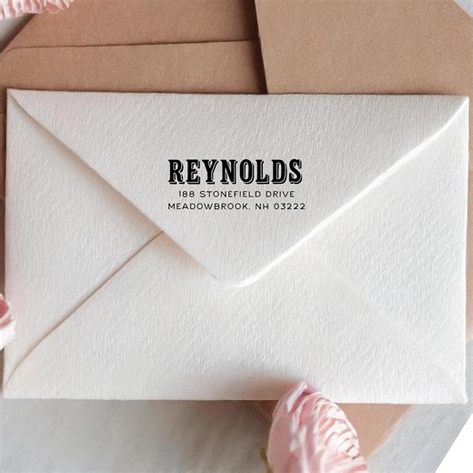 Rustic Family Return Address Stamp – Personalized Bold Letter Name Stamp – Custom Housewarming Gift – Modern Farmhouse Style - Etsy