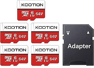 KOOTION 64GB Micro SD Card 5 Pack Micro SDXC Memory Card with Adapter UHS-I, U1, Full HD, Class 10 TF Flash Memory Card for Smartphone