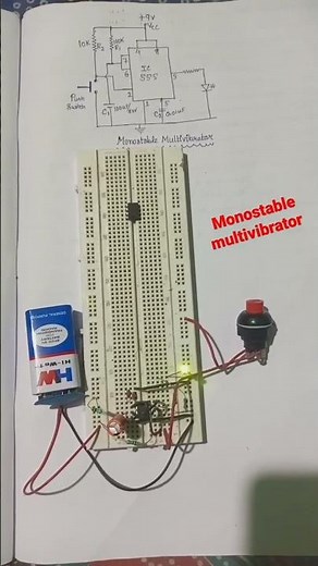 Monostable multivibrator Using IC 555 with circuit diagram