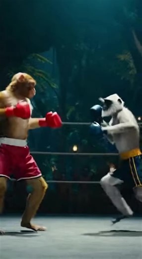 2 Monkeys having a fierce boxing match!