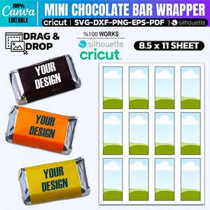 Mini Chocolate Wrapper Template, Mini Candy Wrapper Canva, Candy Bar Wrapper Svg, Mini Candy Bar, Party Favor Template, Custom Chocolate - Etsy