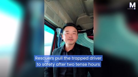 Truck driver becomes viral sensation after surviving 100-ft drop scare