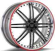 [Hot Item] 19" 20" 21" and 22" 2PC Black Spokes Forged Wheels with Silver Lip Red Ring Rims