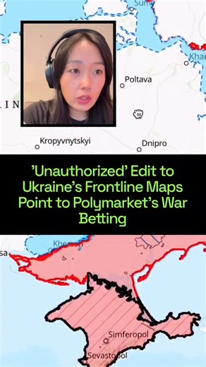 404 Media on Instagram: "A live map that tracks frontlines of the war in Ukraine was edited to show a fake Russian advance on the city of Myrnohrad on November 15. The edit coincided with the resolution of a bet on Polymarket, a site where users can bet on anything from basketball games to presidential election and ongoing conflicts. If Russia captured Myrnohrad by the middle of November, then some gamblers would make money. According to the map that Polymarket relies on, they secured the town j