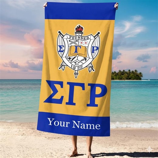 Sigma Gamma Rho Beach Towel Personalized, Sgrho 1922 Sorority Gift, Custom Name Greek Life Pool Towel, Blue Gold Sgrho Towel - Etsy