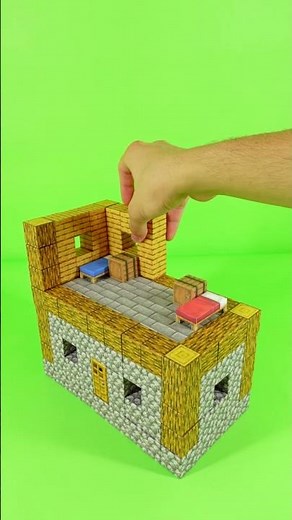 Minecraft Village / Magnetic Paper Blocks Day 3