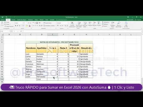 ⚡📊 Truco RÁPIDO para Sumar en Excel 2026 con AutoSuma 🔥 | 1 Clic y Listo