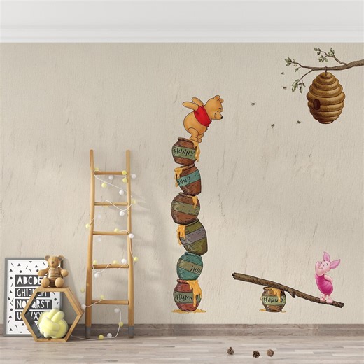 Winnie the Pooh Wallpaper Wall Decal Pooh Wall Art Winnie Wall Paper Vintage Wallpaper for Baby Room Decal Nursery Room Decal - Etsy