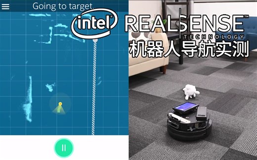 【中英字幕】使用Intel英特尔RealSense追踪摄像头T265和深度摄像头D435进行机器人导航研究实测 人工智能 躲避障碍
