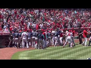 MLB Fight. Angels vs. Mariners on field Brawl. Angels Stadium, June 26, 2022.