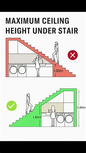 Maximum Ceiling Height Under Staircase | Basic Knowledge for Civil Engineering | #Shorts #Building