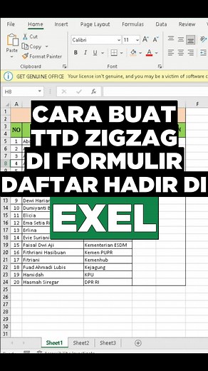 Cara Membuat Ttd Zigzag Di Form Daftar Hadir Di Exel | Rozi Lubis