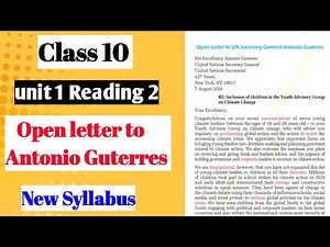Class 10 English Unit 1 Reading 2 | Open Letter to UN Secretary General Antonio Guterres Exercise