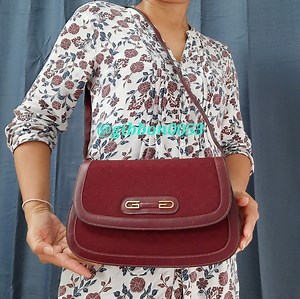 Authentic Gucci GG canvas leather red bordeaux shoulder bag Great!