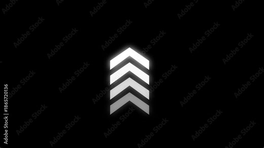Up-directional arrow loop animation. arrows indicate the direction of the overlay video layer. down to up arrow loop animation on black background.