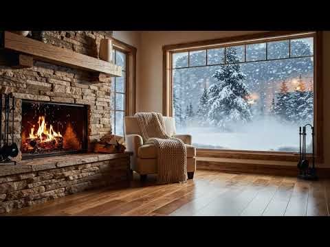 🌨️ Howling Wind & Crackling Fire (ASMR) 🌨️ Uyumak İçin Kar Fırtınası ve Şömine Sesi 🌨️