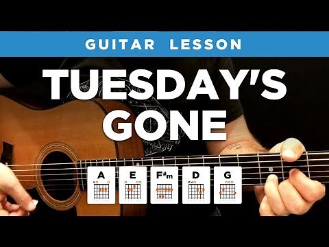 🎸 "Tuesday's Gone" acoustic guitar lesson w/ chords (Lynyrd Skynyrd)
