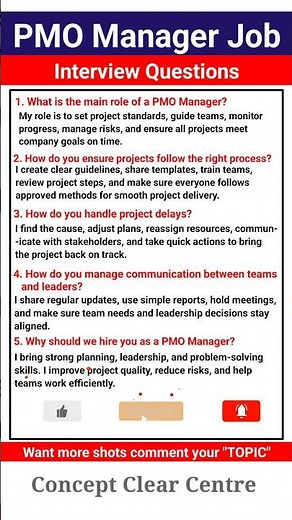 PMO Manager Job Interview Questions and Answers to Ace your Dream Job