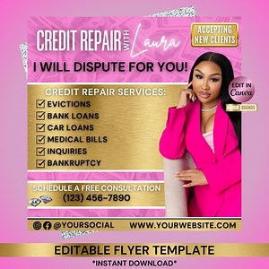 Credit Repair Service Flyer Template: Financial Consultation (canva Editable, Digital Download) - Etsy