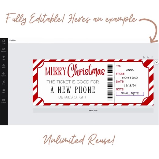 Christmas Dinner Reservation Ticket | Editable Gift Certificate | Experience Gift Coupon | Printable Xmas Gift for Him Her Last Minute Gift - Etsy