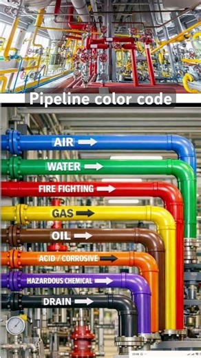 Pipeline color code for quick identification of pipe contents