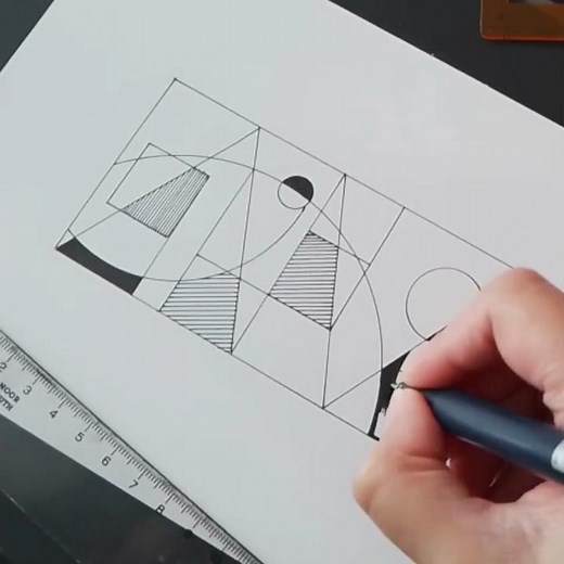 Geometric Designs: Creating abstract Composition using basic geometric shapes and Line Art.✍️