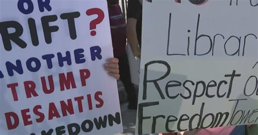 Protesters push back against plans to build Trump presidential library in Miami