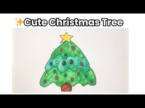 🎄Cute Christmas Tree Drawing I Easy Step-by-Step for Kids