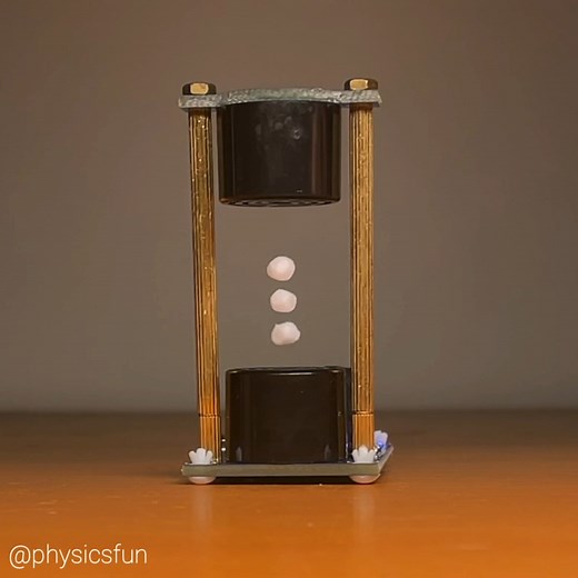 Mini Acoustic Levitator https://www.physicsfunshop.com/search?keywords=acoustic Small pieces of styrofoam become trapped between areas of higher pressure induced by high frequency sound waves. Ultrasonic transducers placed at the top and bottom are basically speakers that emit sound waves at a frequency of 43,000 Hz, which corresponds to a wavelength of 8mm for dry air. If the transducers are positioned just right standing waves are produce with nodes of low pressure at half wavelength intervals