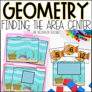 Finding the Area Using Math Tiles - Geometry Math Center for 2nd or 3rd Grade