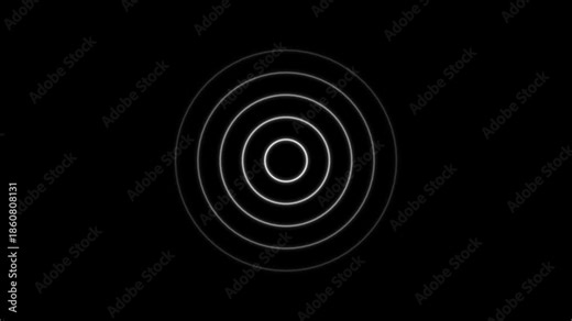 Animation of circular electric wave spreading with transparent channel. Radio Waves in Circle Form, Radio wave signal animated background. Technology radio waves signal icon animation. Radar icon