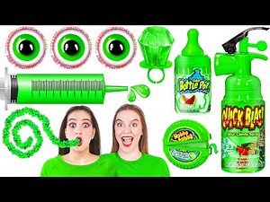 EATING ONLY ONE COLOR FOOD FOR 24 HOURS! Last To STOP Eating Green Food! Mukbang by Multi DO!