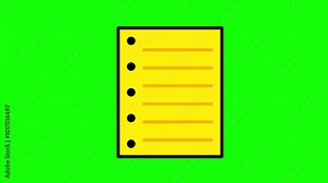 Looping animation of notes, notebook, paper for memo or writing a note